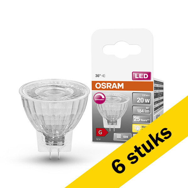 Aanbieding: 6x Osram GU4 LED spot | MR11 | 2700K | Dimbaar | 2.8W (20W ...