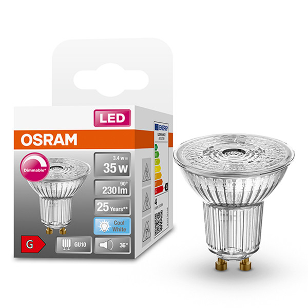 Osram GU10 LED spot | 4000K | Dimbaar | 3.4W (35W) Osram 123led.nl
